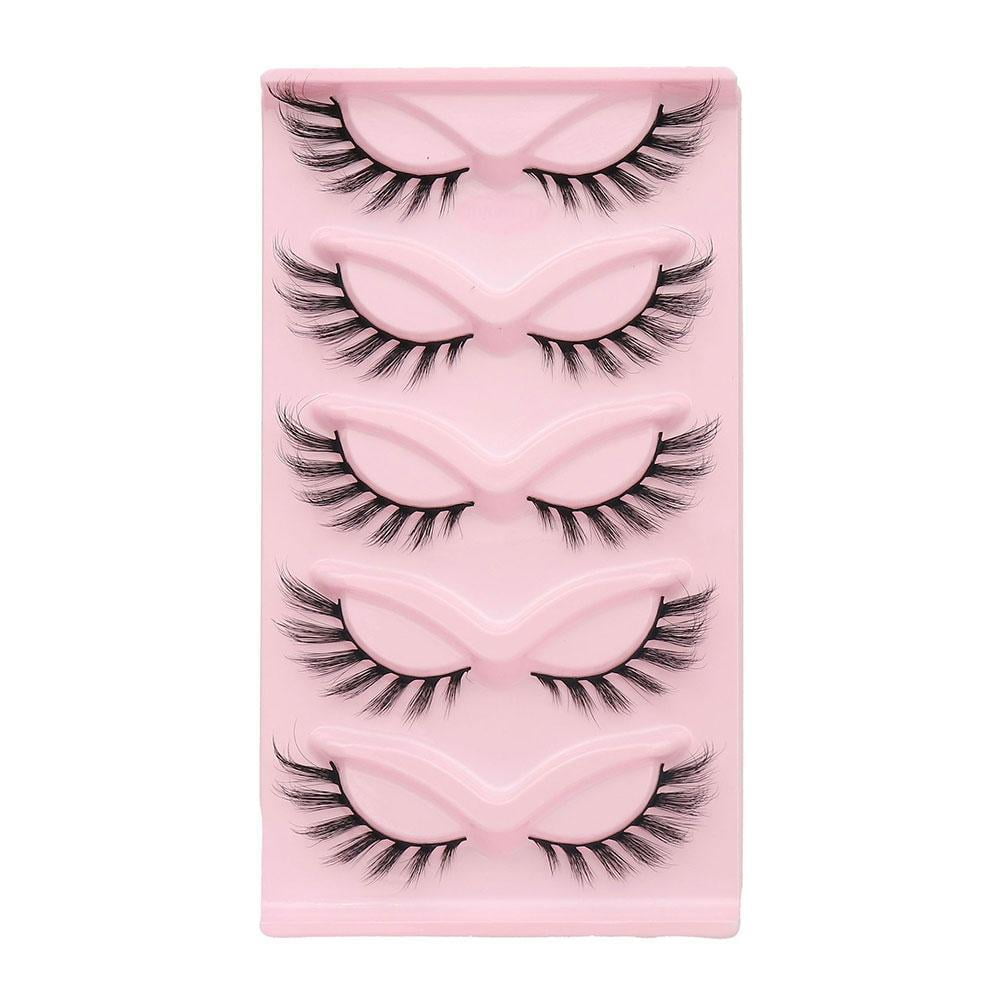 5 Pairs GROINNEYA Cat Eye Lashes 3D Lashes Natural Curling False ...