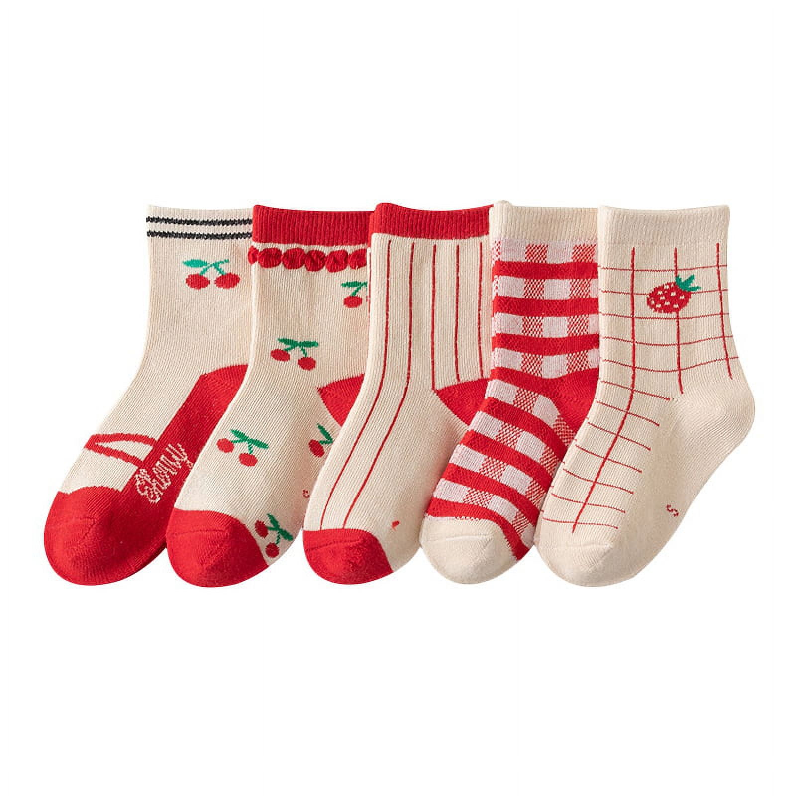 5 Pairs Girls Crew Socks Cute Pattern Princess Lovely Socks Student ...