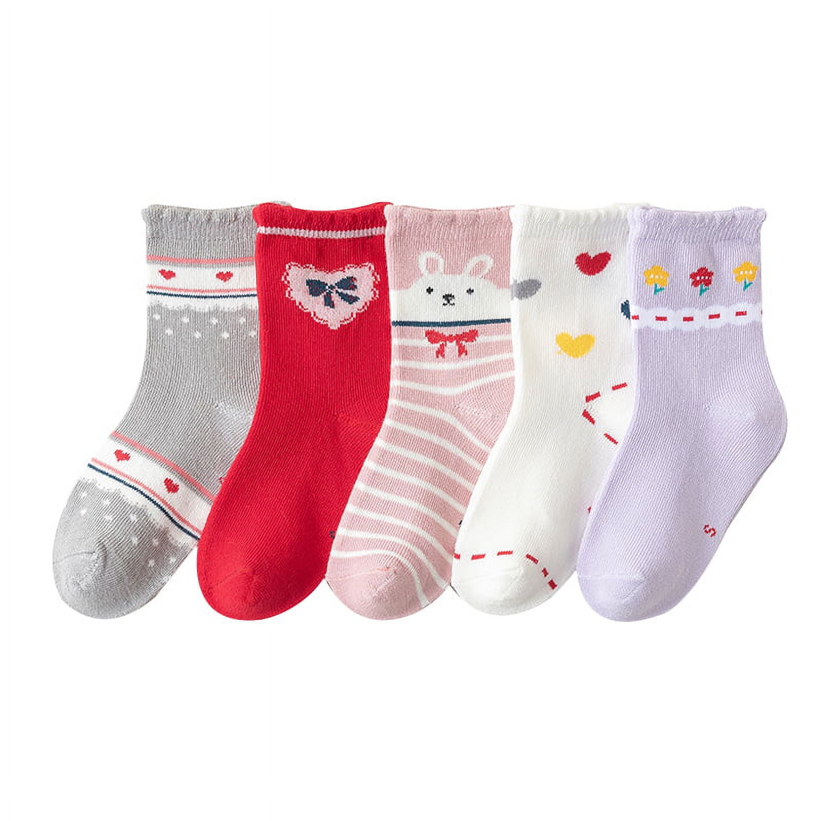 5 Pairs Girls Crew Socks Cute Pattern Princess Lovely Socks Student ...