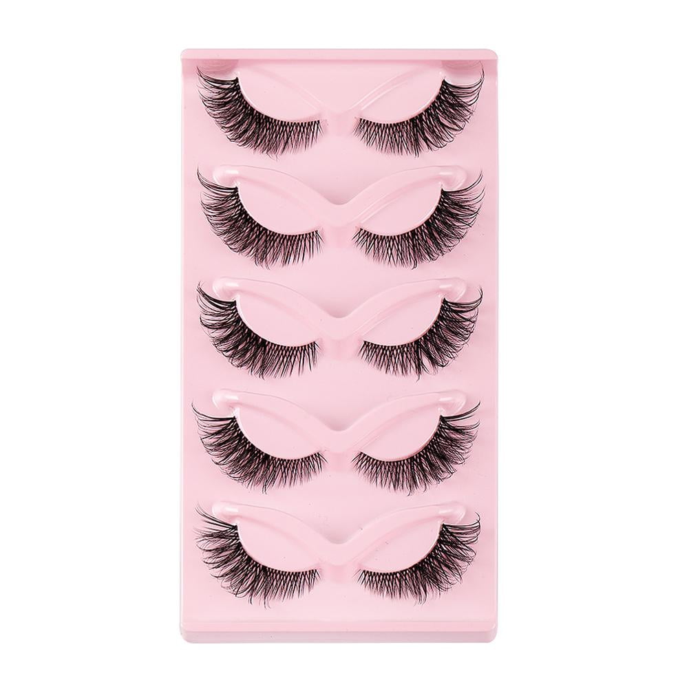 5 Pairs Handmade 3D Half False Eyelashes Natural Fluffy Reusable Small ...