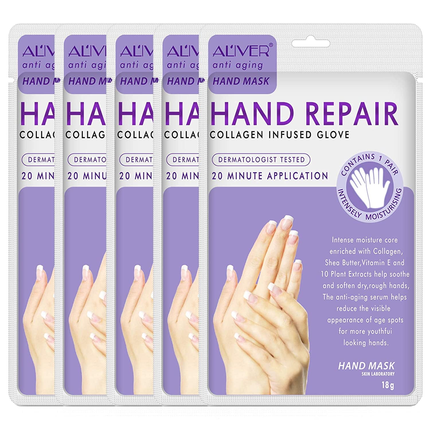 5 Pairs Hands Moisturizing Gloves, Hand Skin Repair Renew Mask Infused ...