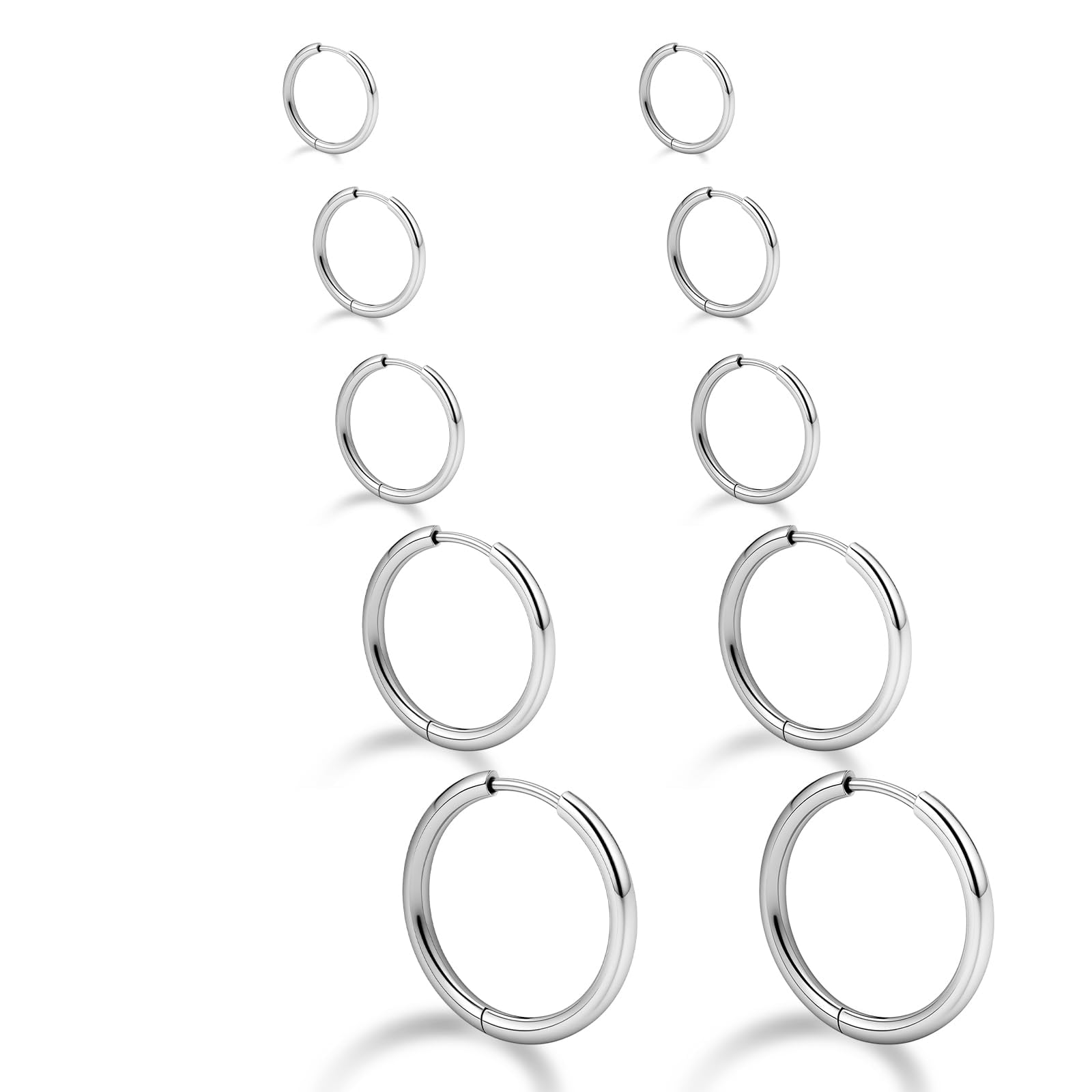 5 Pairs Hoop Earrings for Men Women, 316L Surgical Stainless Steel ...