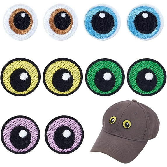 5 Pairs Iron On Patches Cartoon Eyes Iron on Sew on Patches Embroidered ...