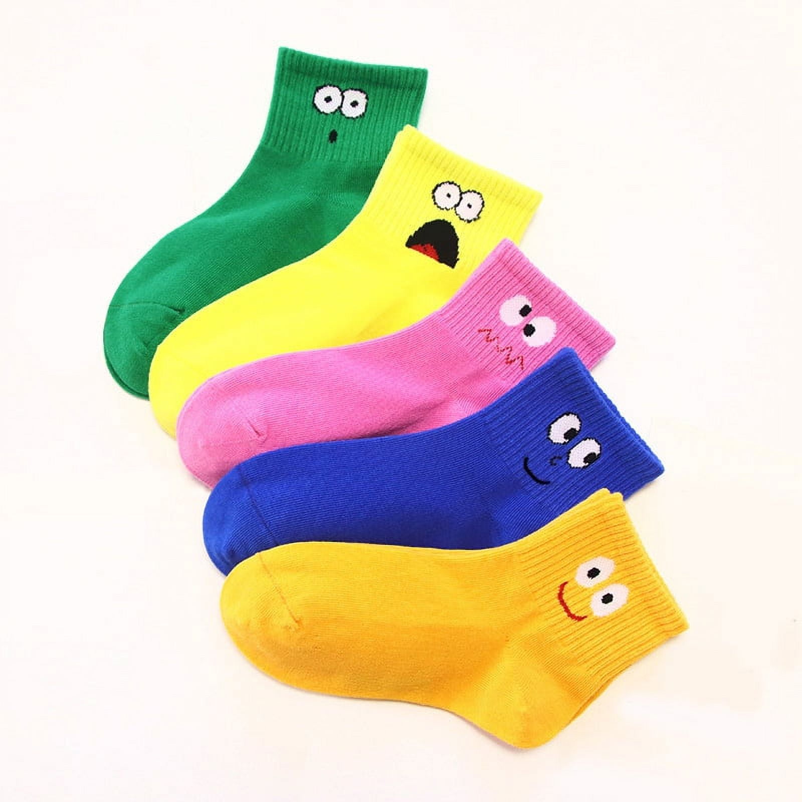 5 Pairs Kids Socks Cute Funny Face Emoticons Pattern Comfortable ...