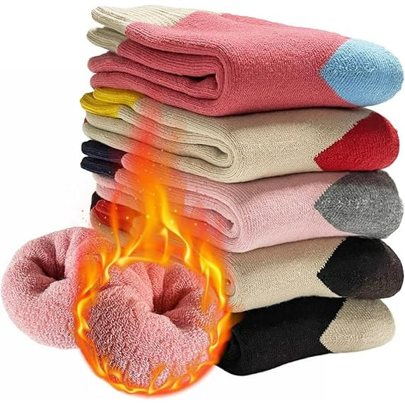 5 Pairs Ladies thermal Winter socks, Womens Thick Knitting Warm & comfy ...