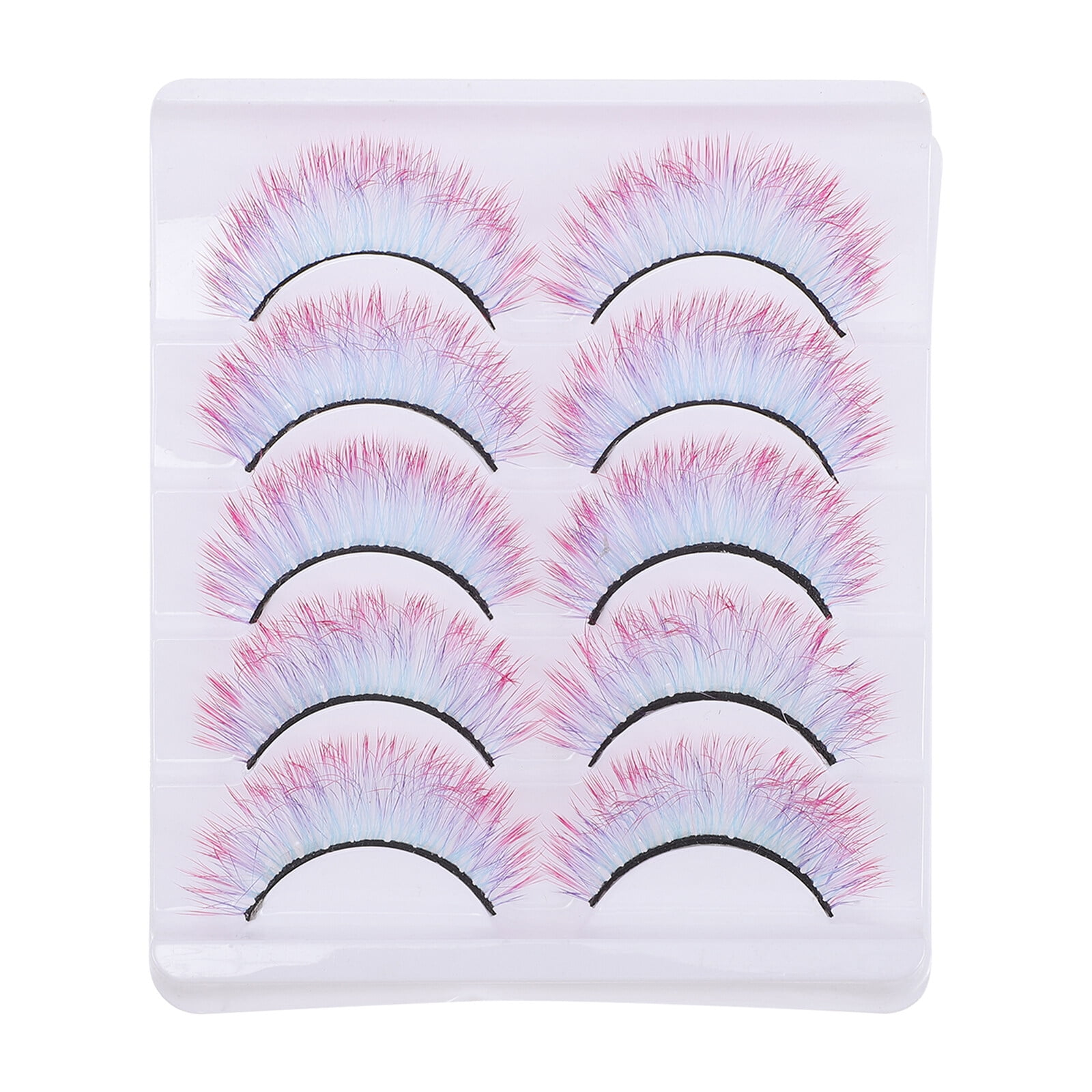 5 Pairs Lashes Cat Eye Fluffy Strips Colored False Eyelashes Makeup ...