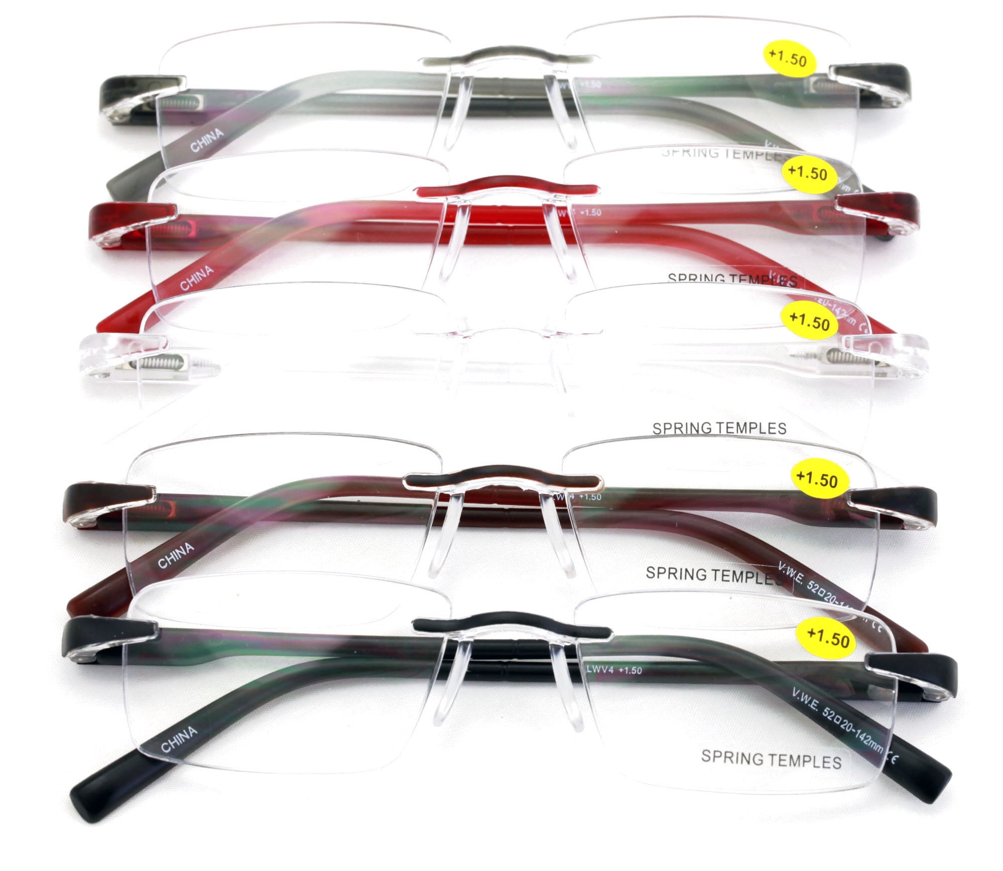 5 Pairs Lightweight Men Rimless Reading Glasses with Spring Hinge ...