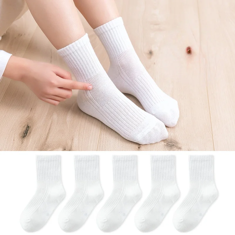 5 Pairs/ Lot kids sock Soft Breathable Cotton School Socks Girls Boys ...