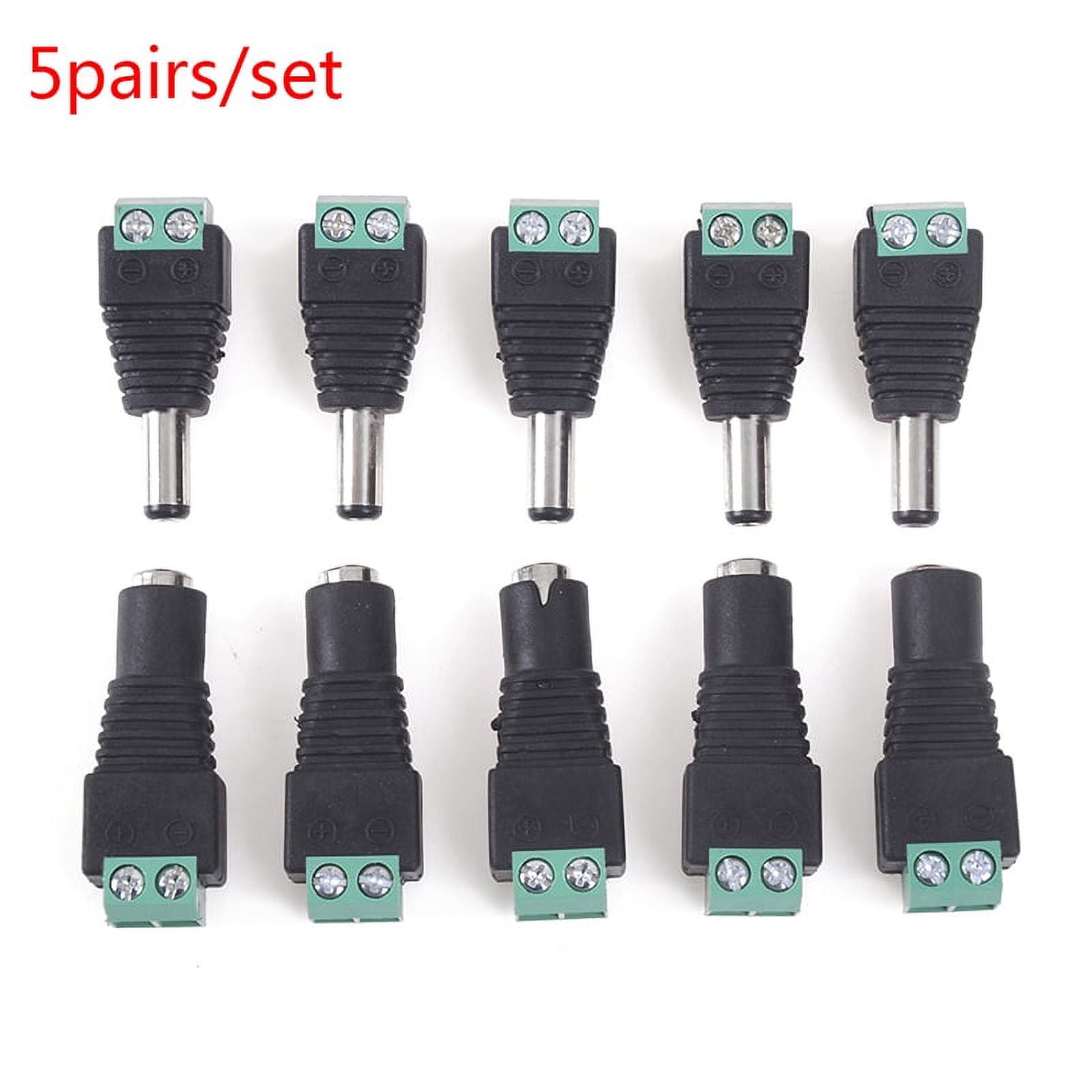 5 Pairs Male and Female 2.1x5.5mm DC Power Plug Jack Adapter Connector ...