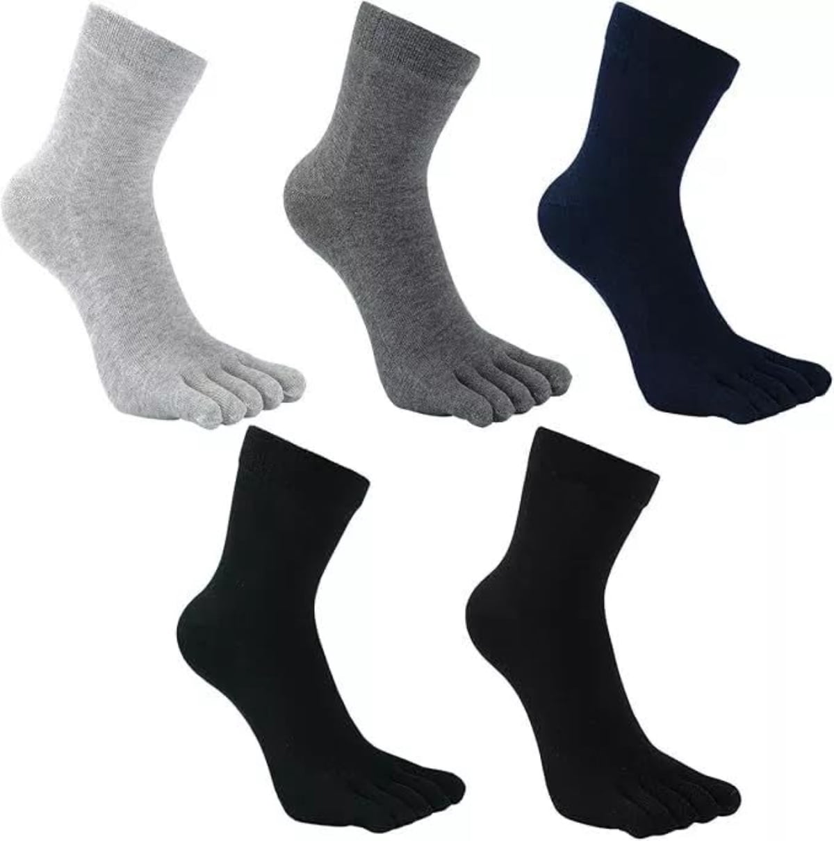 5 Pairs Men's Toe Socks 5 Toe Socks for Men Size 7-11, Cotton Toes ...
