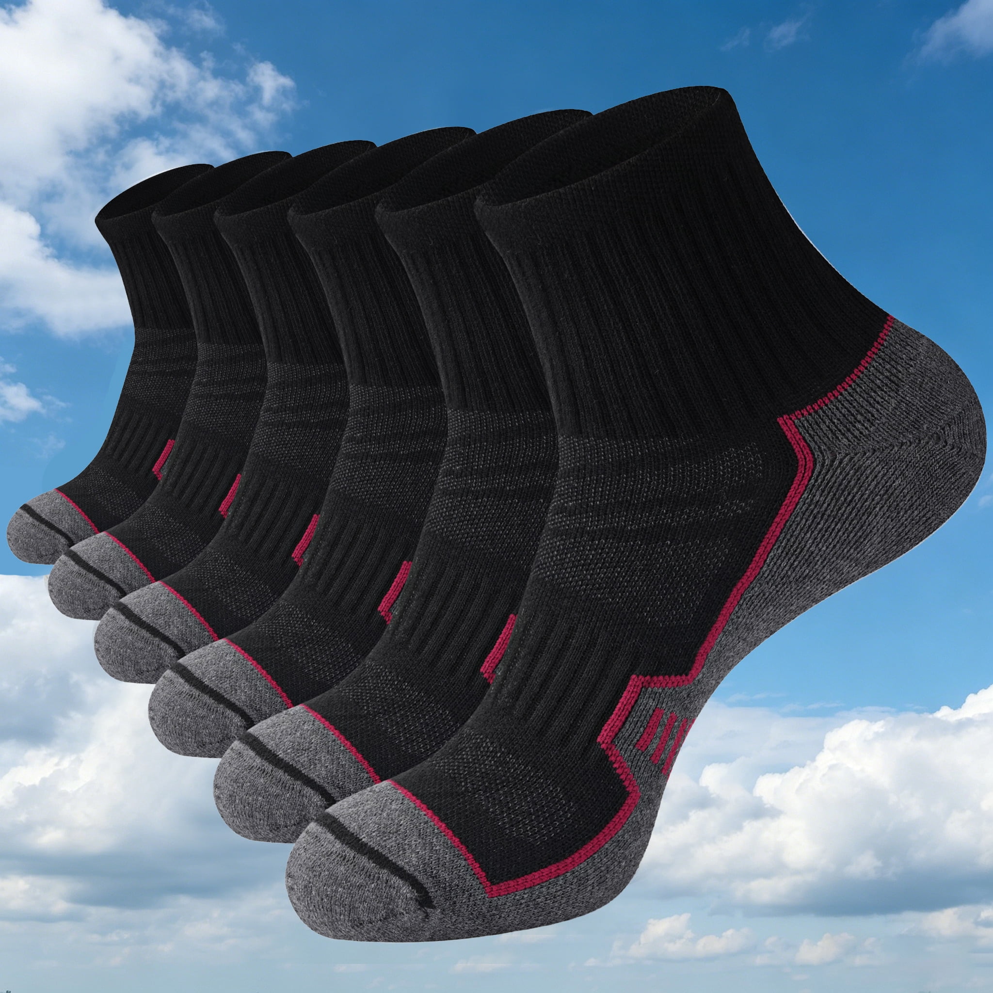 FREEYOKA 6 Pairs Mens Ankle Running Socks Moisture Wicking Sport Socks ...
