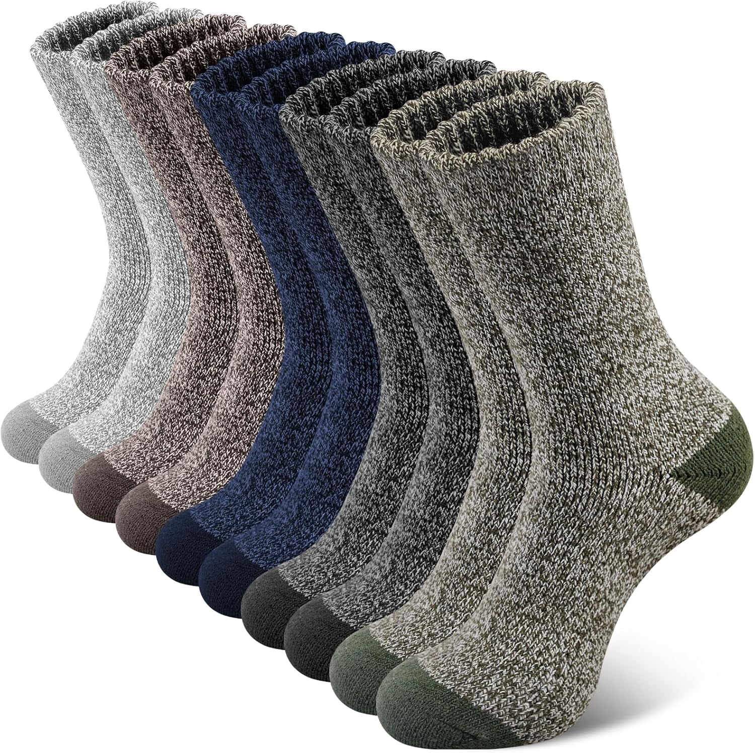 5 Pairs Merino Wool Socks Mens, Super Thick Mens Hiking Socks Thermal ...