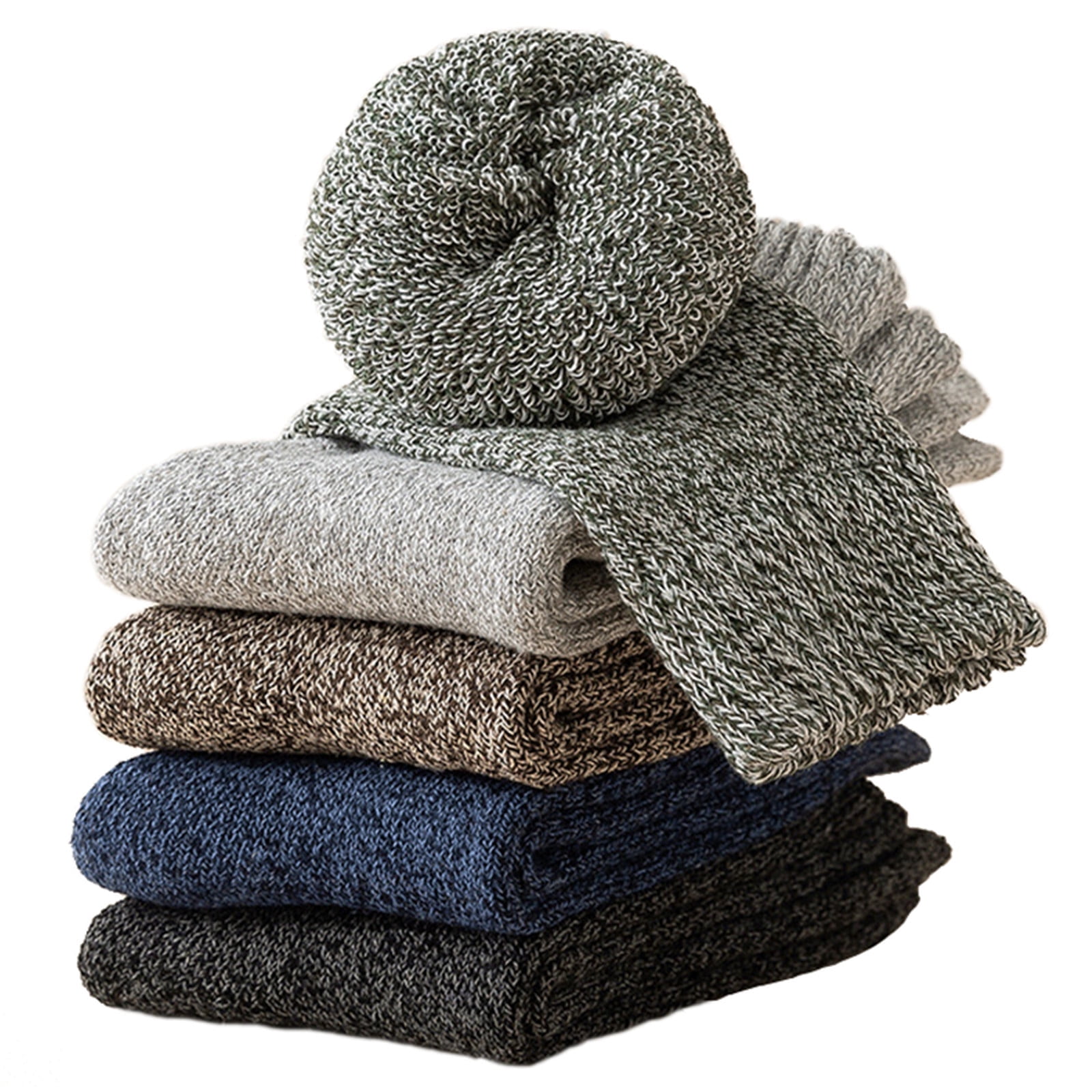 5 Pairs Merino Wool Socks for Men Thick Winter Wool Hiking Socks Warm ...