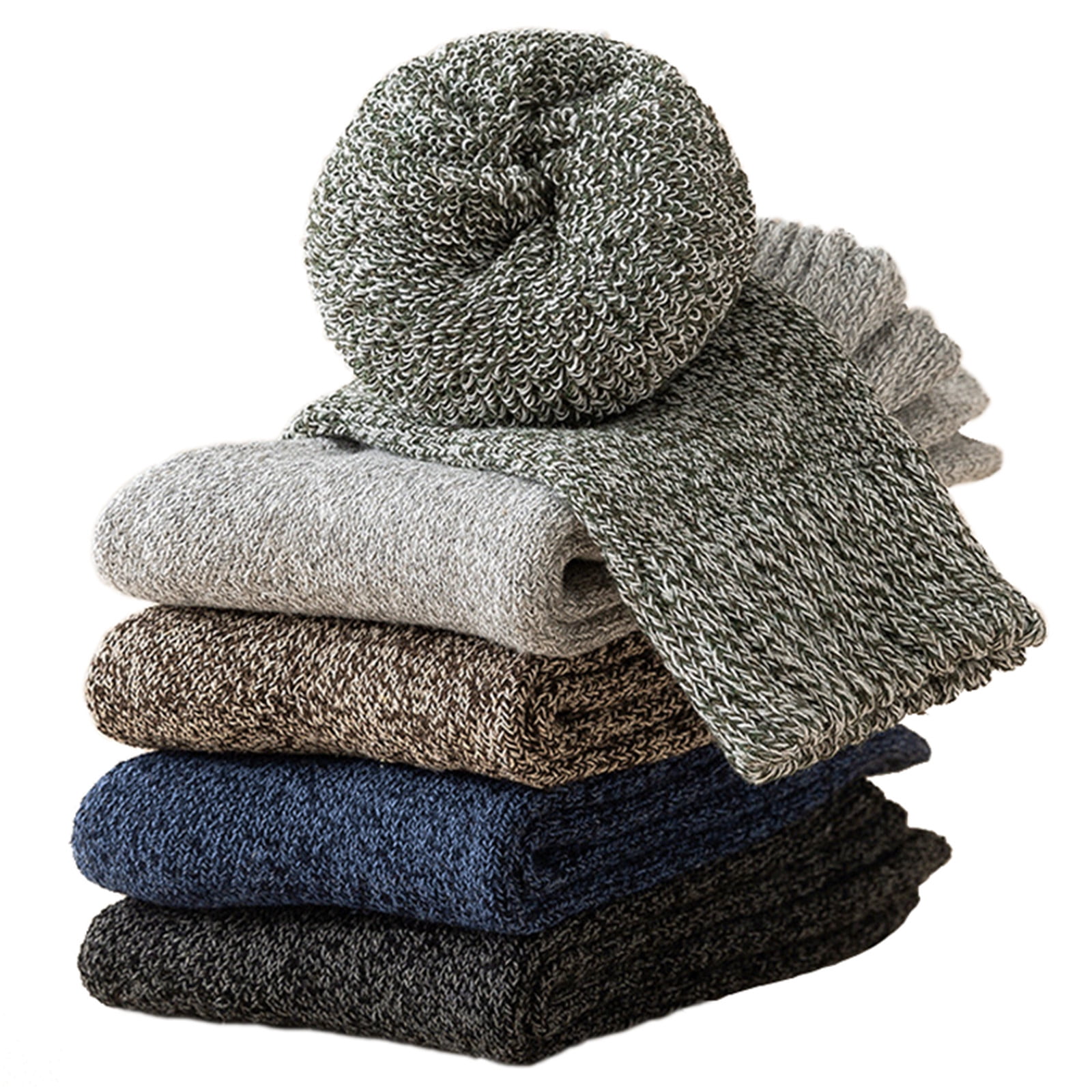 5 Pairs Merino Wool Socks for Men, Thick Winter Wool Hiking Socks, Warm ...