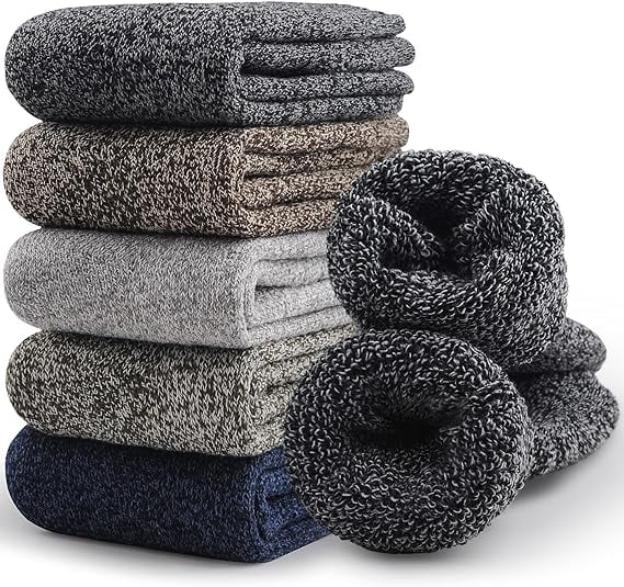 Tismod Merino Wool Socks for Men, Thick Winter Hiking Socks, Warm ...