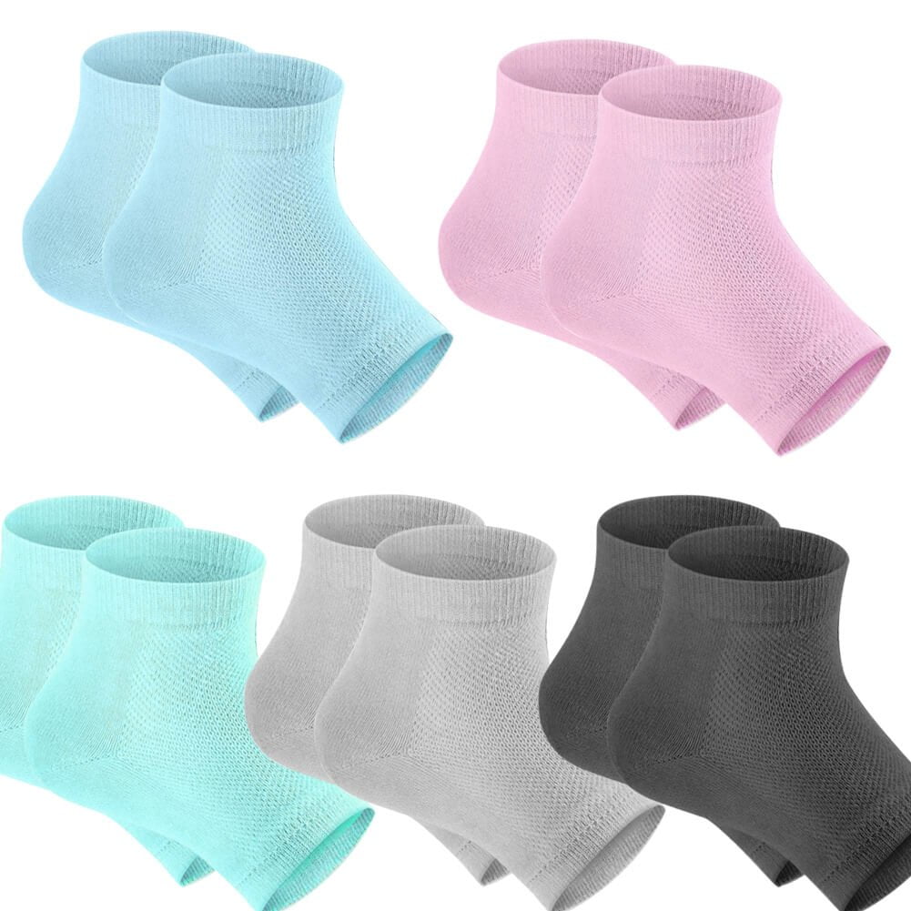 5 Pairs Moisturizing Gel Heel Socks Open Toe Socks for Dry Hard Cracked ...