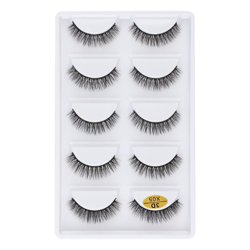 5 Pairs Natural Soft 3D Mink False Eyelashes Handmade Fake Eye Lashes ...