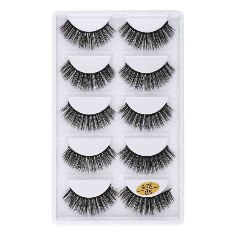 5 Pairs Natural Soft 3D Mink False Eyelashes Handmade Fake Eye Lashes ...