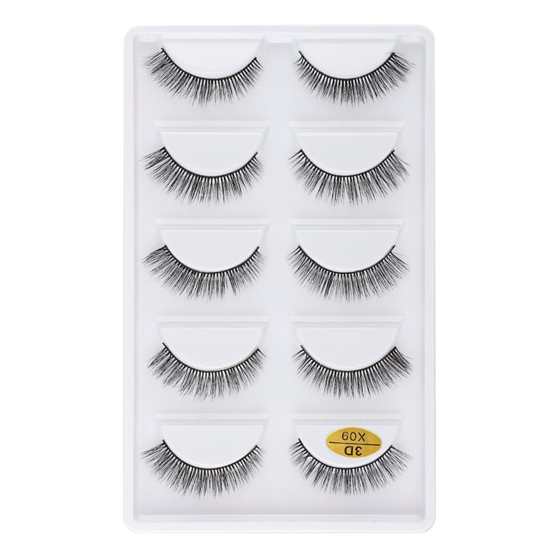 5 Pairs Natural Soft 3D Mink False Eyelashes Handmade Fake Eye Lashes ...