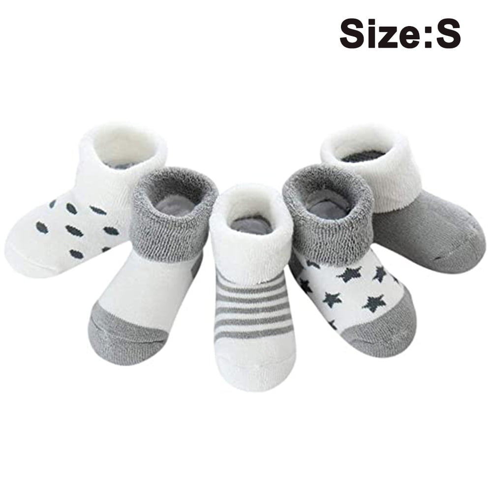 5 Pairs New Warm Baby Terry Socks, Baby Socks, Cartoon Baby Socks ...