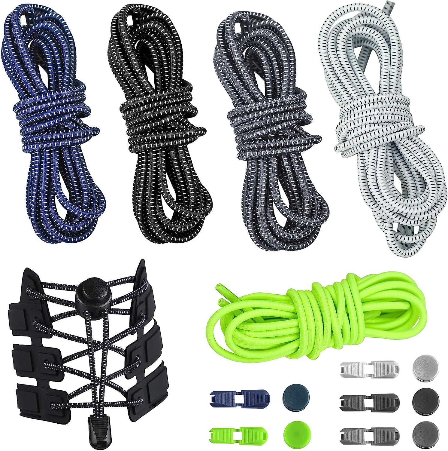 5 Pairs Of Elastic No Tie Laces 120 Cm Elastic Shoe Laces Lock Laces ...