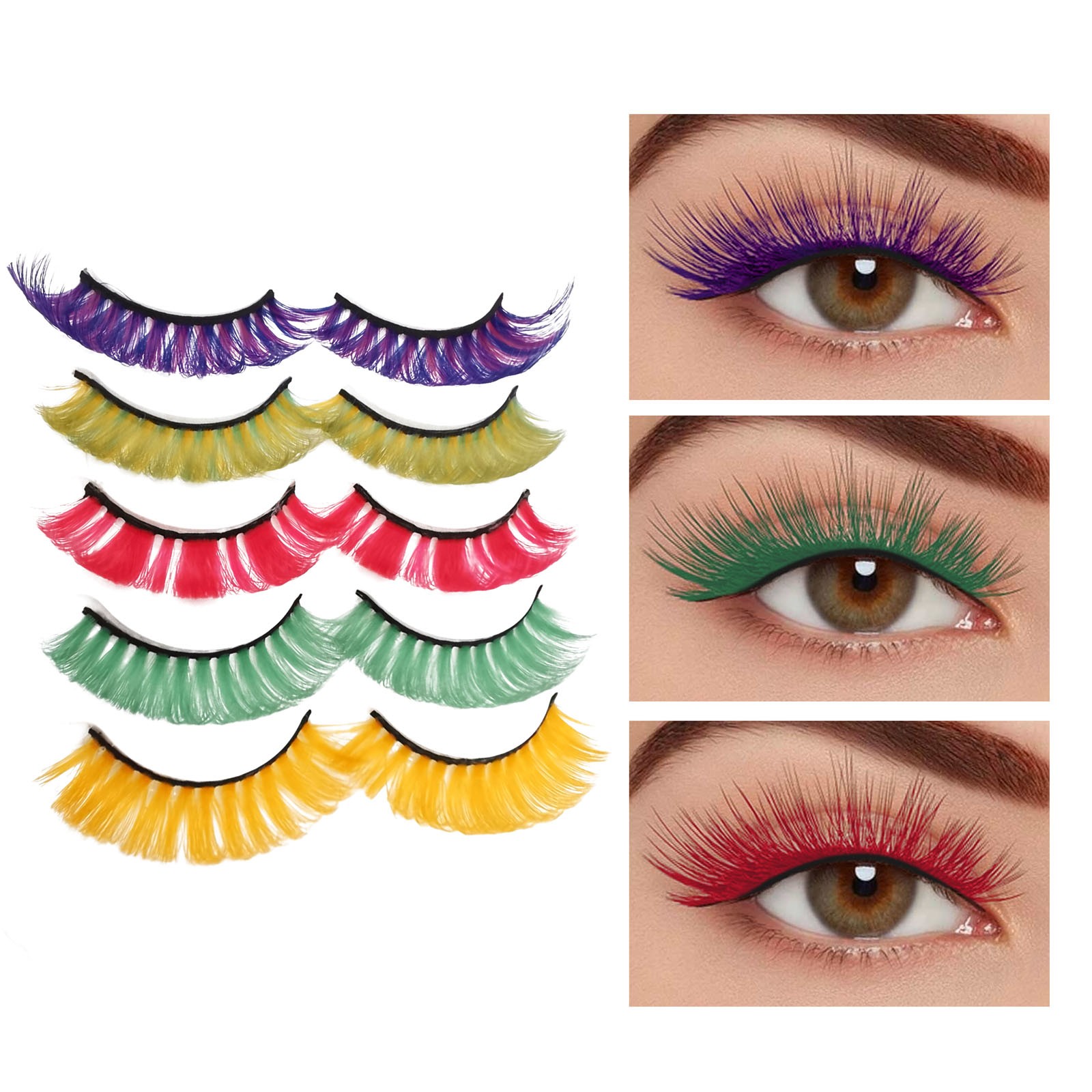 5 Pairs Of False Eyelashes Color Imitation Eye Lashes Natural Three ...