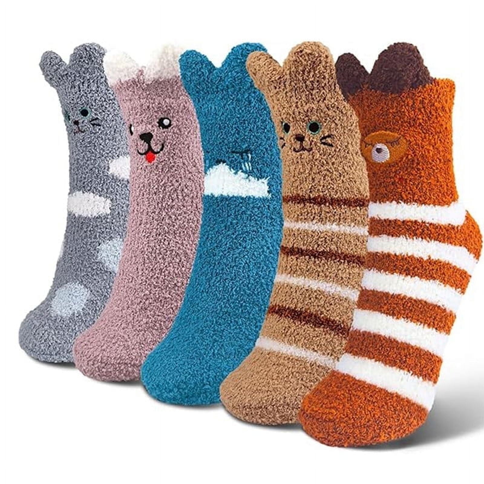 5 Pairs Womens Fuzzy Socks Fleece Fluffy Cabin Plush Slipper Warm Soft ...