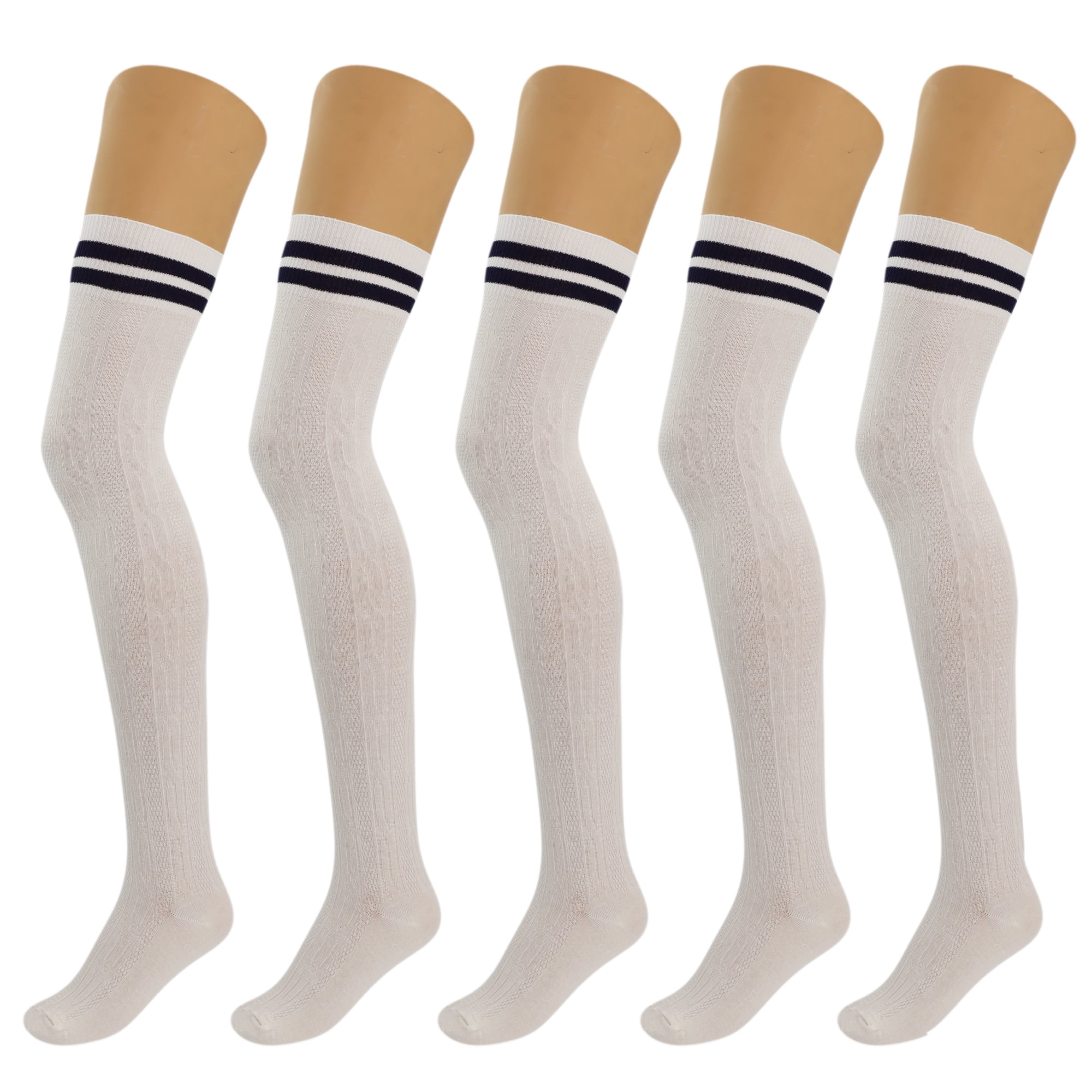 5 Pairs Over Knee Thigh Socks Knee-High Warm Stocking Women Boot Sock ...