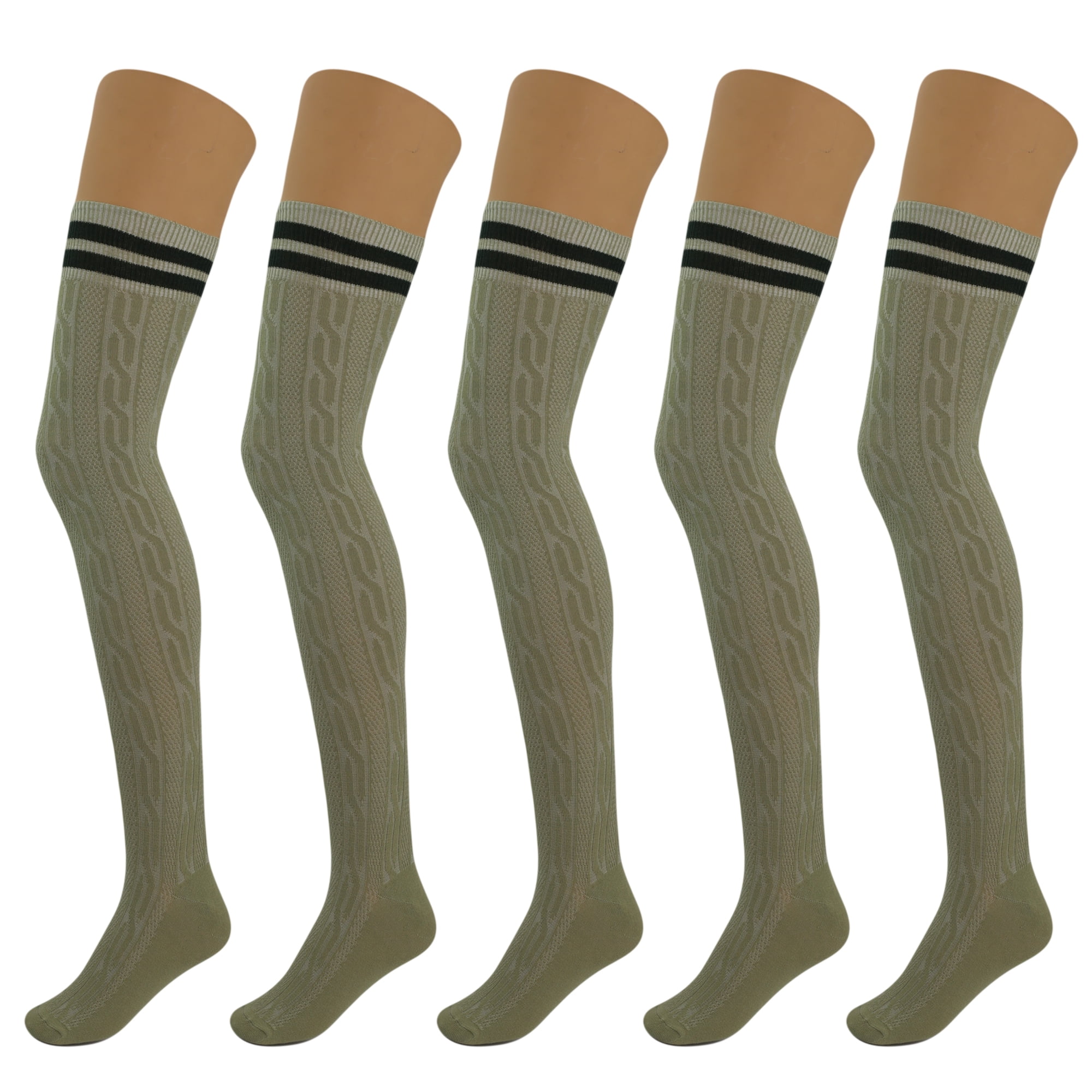 5 Pairs Over Knee Thigh Socks Knee-High Warm Stocking Women Boot Sock ...