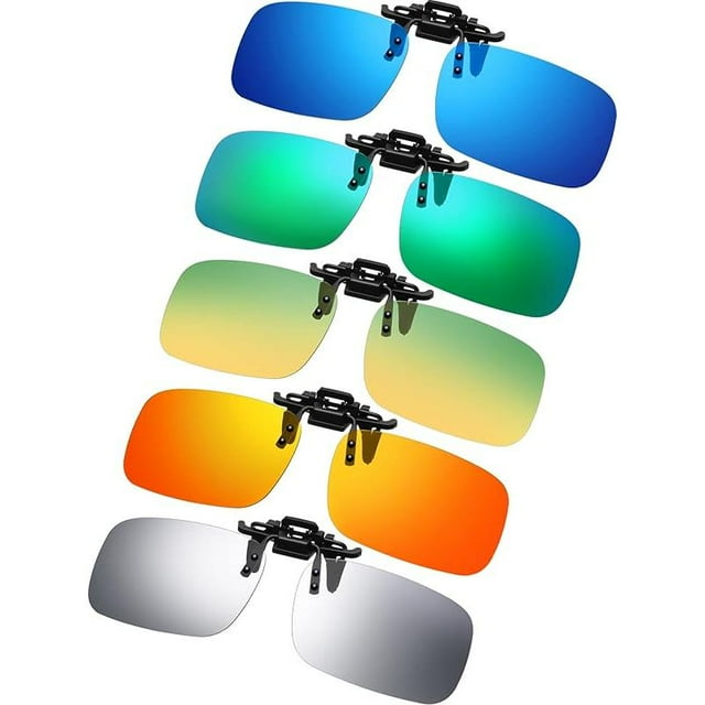 5 Pairs Polarized Clip On Sunglasses Rimless Flip Up Anti Glare Driving ...