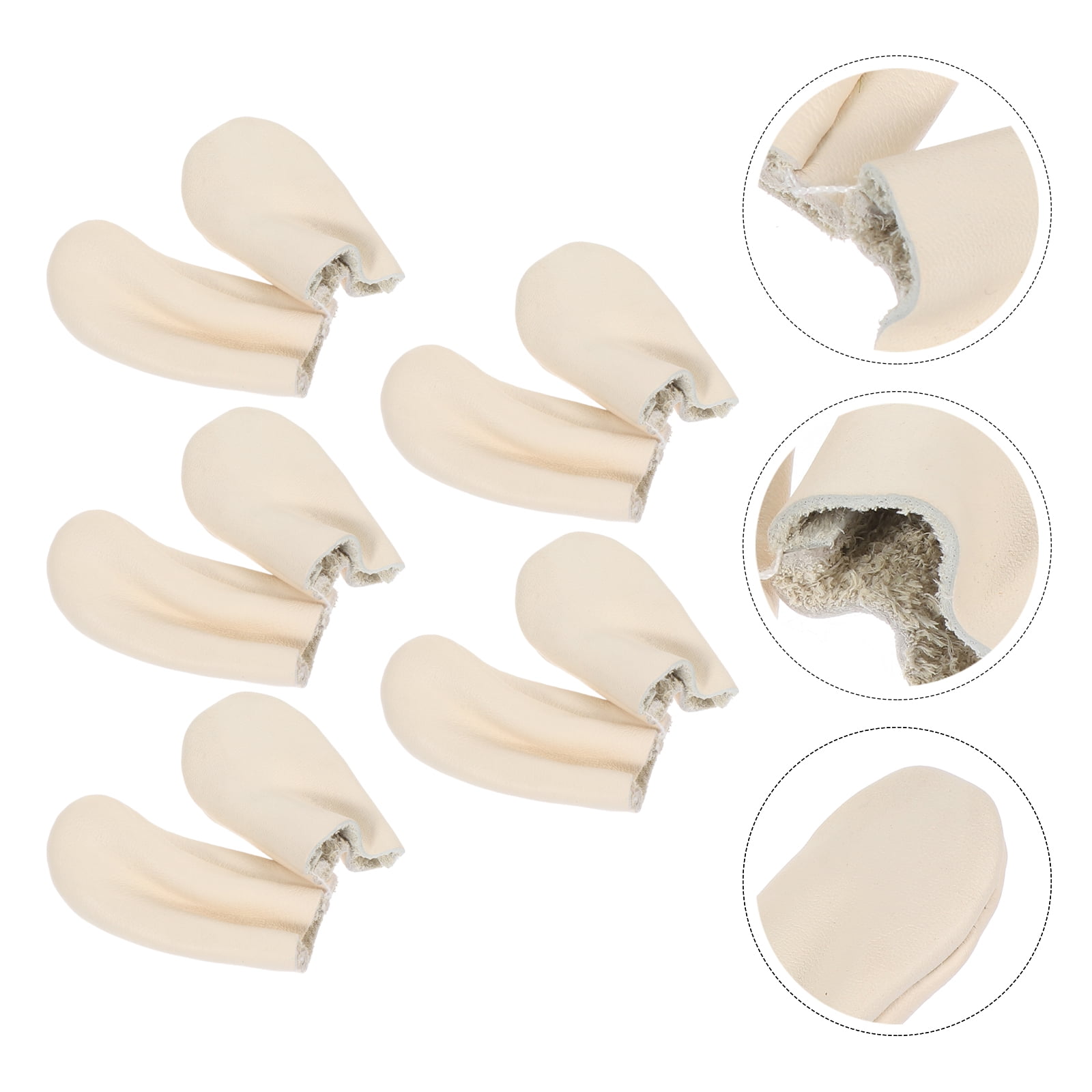 5 Pairs Portable Leather Thimbles for Sewing Protect Fingers Beige ...
