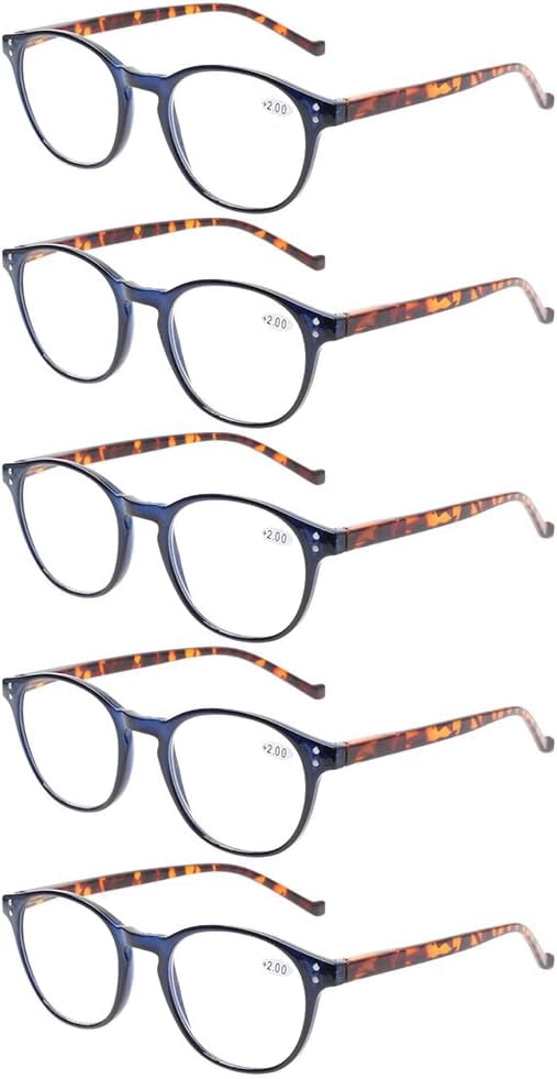 5 Pairs Reading Glasses - Standard Fit Spring Hinge Readers Glasses for ...