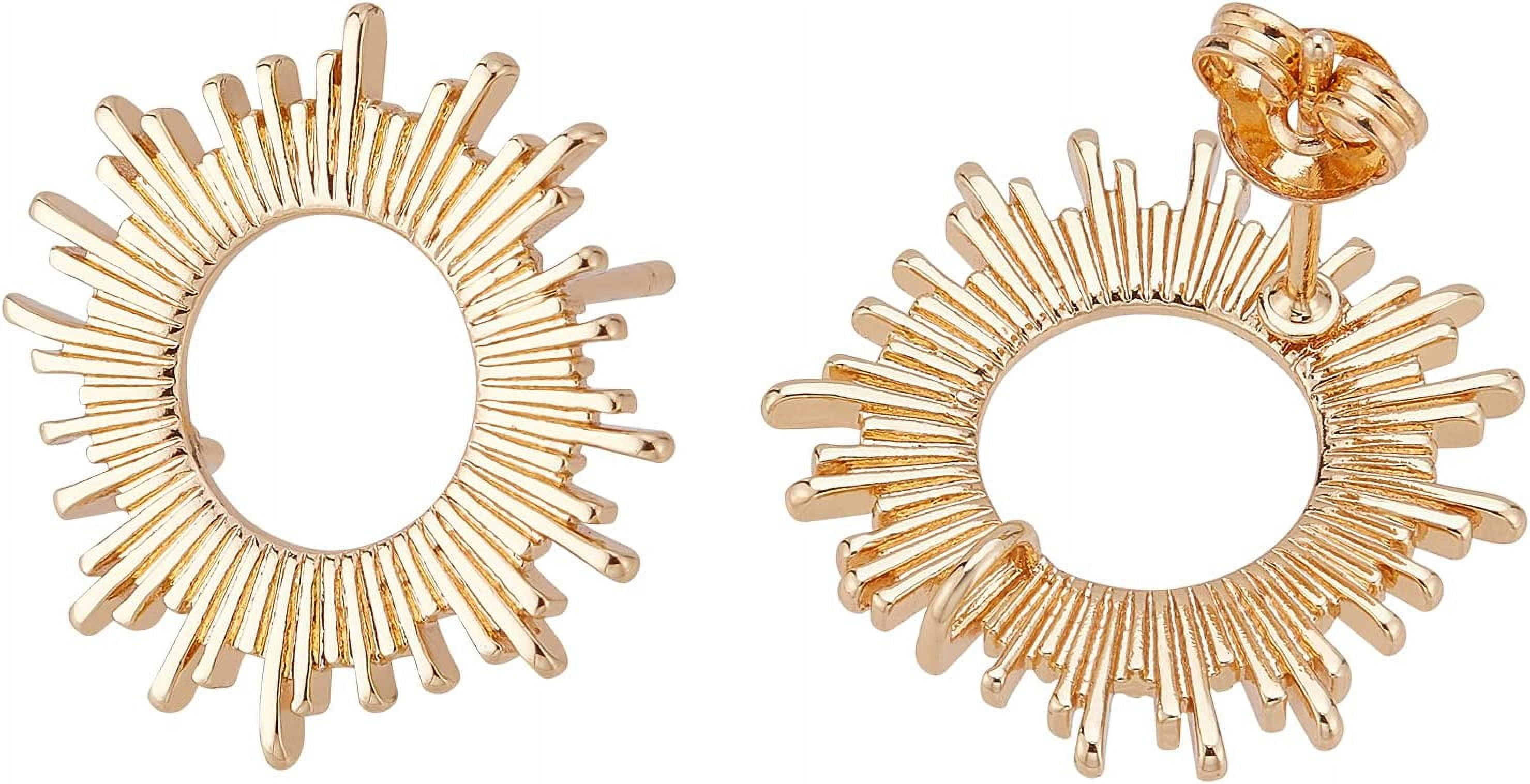 5 Pairs Real 18K Gold Plated Brass Sun Earring Findings with 925 ...