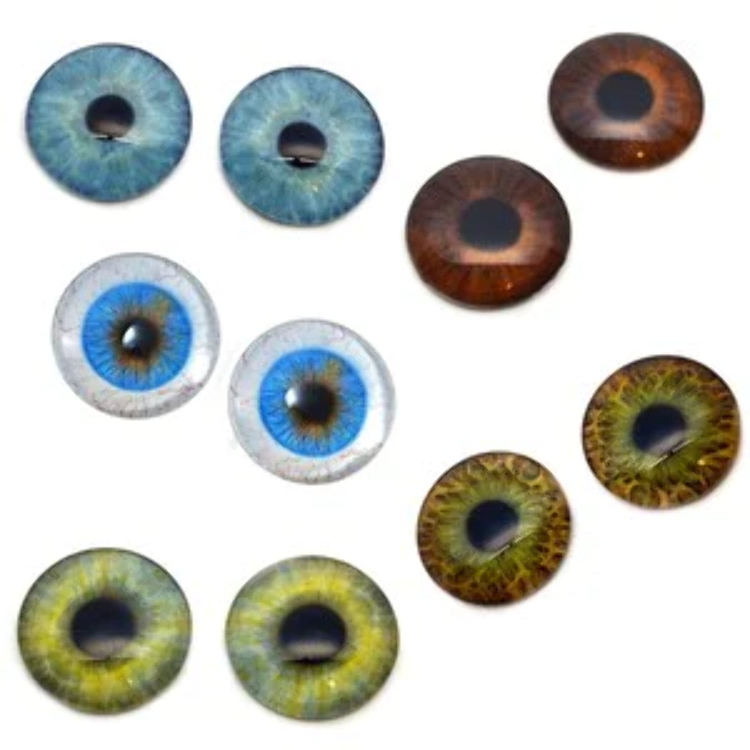 5 Pairs Realistic Human Glass Eye Discounted Bundle II Set of 10 Eyes ...