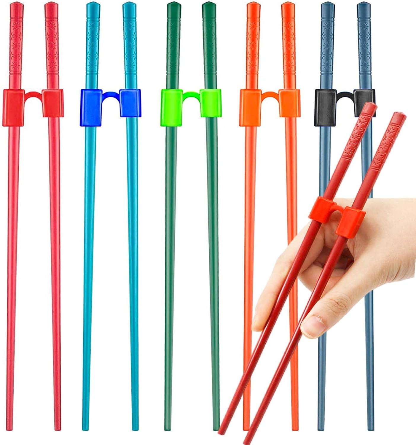 5 Pairs Reusable Chopstick Helpers Dishwasher Safe Training Chop sticks ...