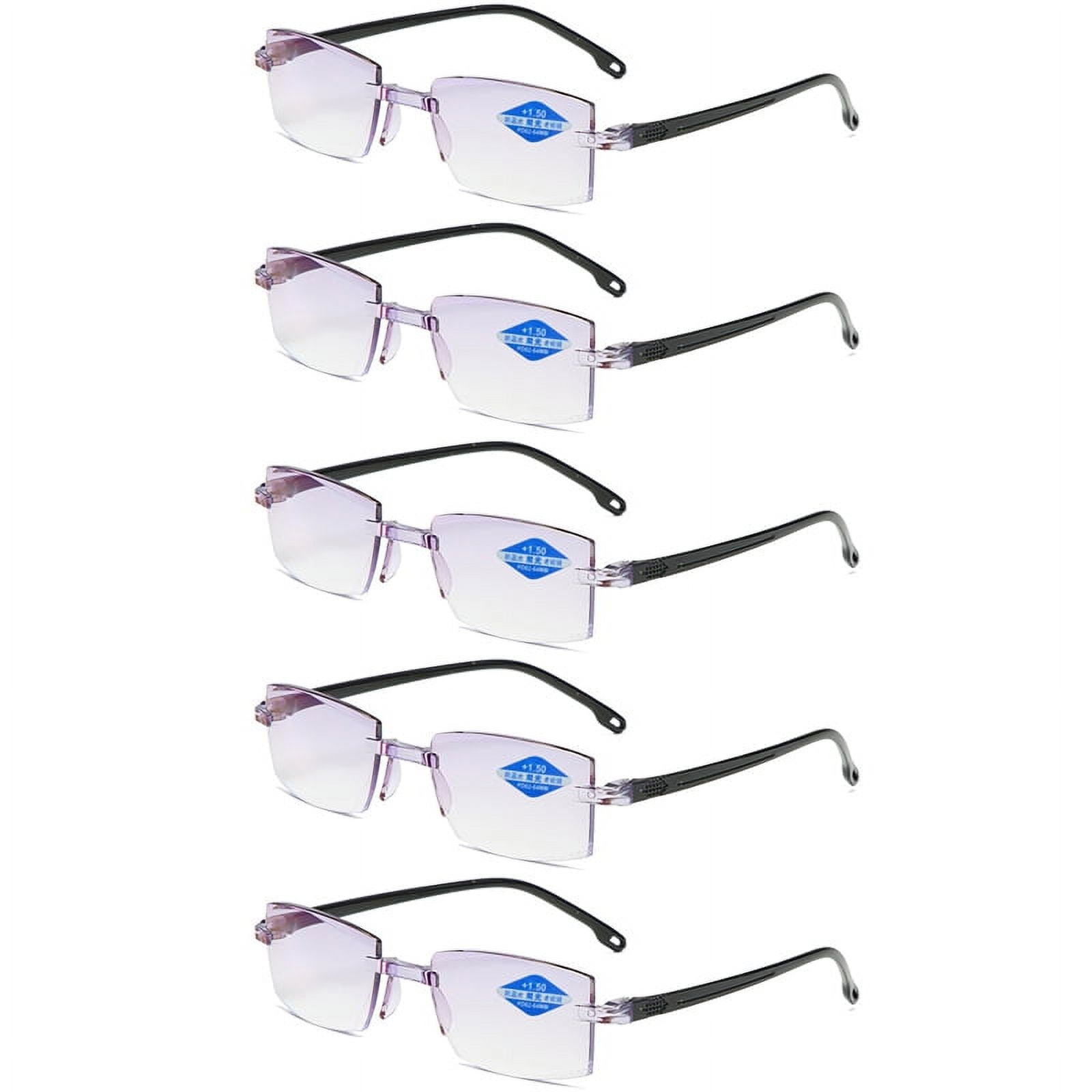 5 Pairs Rimless Bifocal Reading Glasses Tinted Blue Light Blocking ...