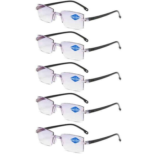 5 Pairs Rimless Bifocal Reading Glasses Tinted Blue Light Blocking ...