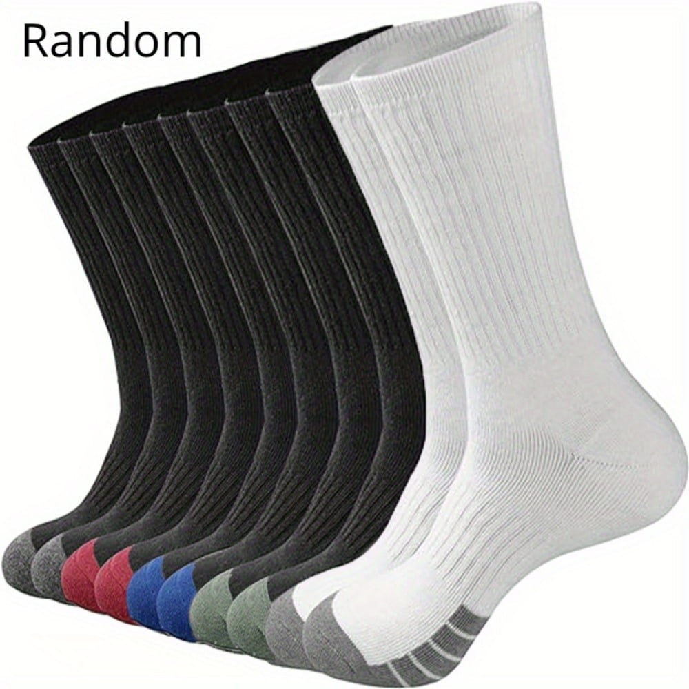 5 Pairs Rubber cotton socks basketball socks men's black and white long ...