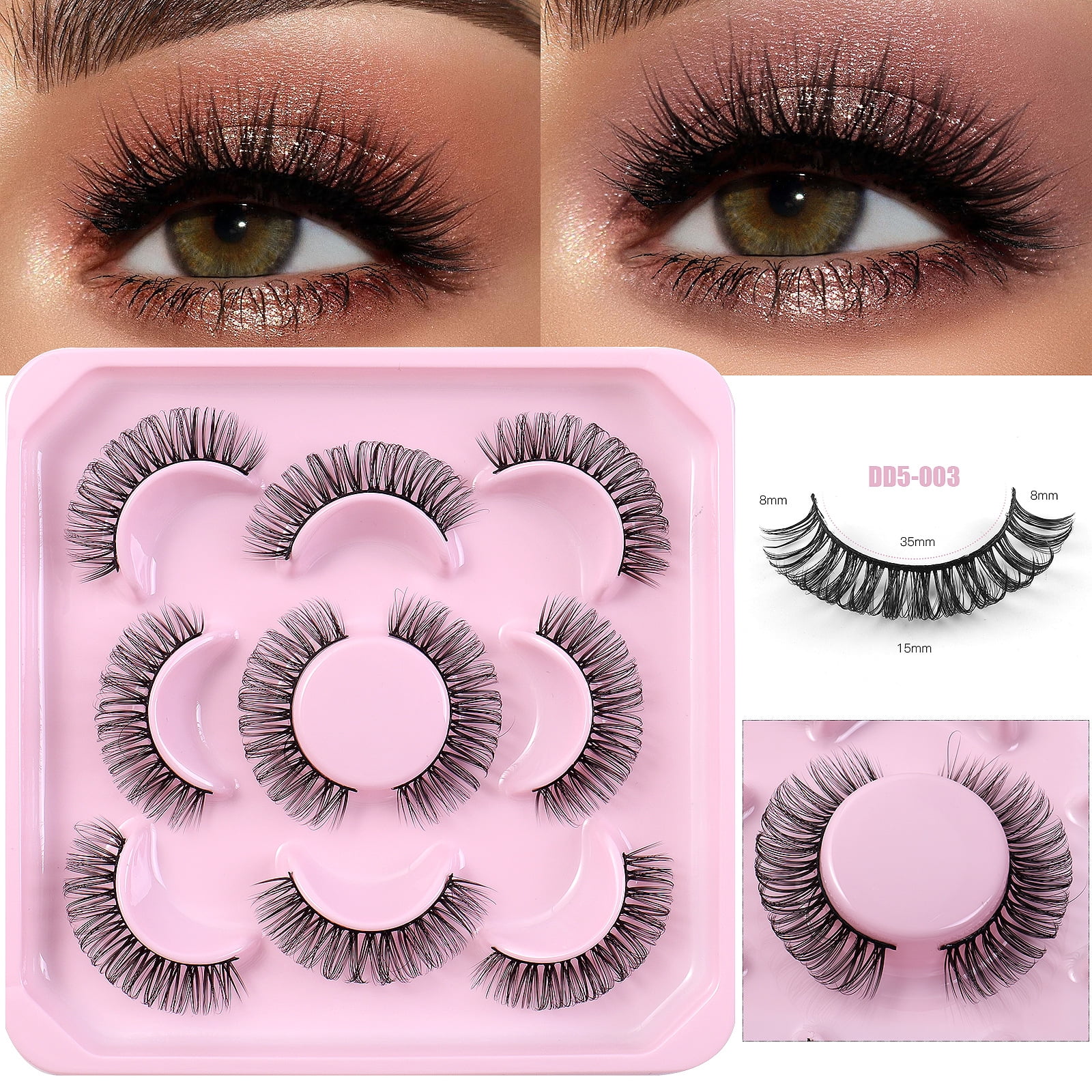 5 Pairs Russian Curl D-Curve False Eyelashes - Thick Curly Lashes ...