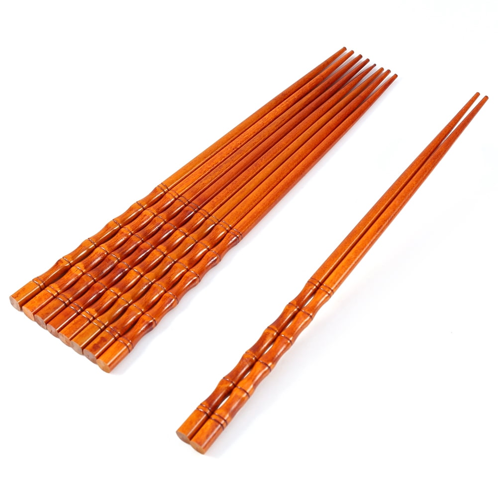 5 Pairs Set Natural Wooden Eco-friendly Dark Red Bamboo Joint Shape ...