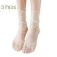 5 Pairs Sheer Lace Socks for Women - Mid-Calf Mesh Ruffle Socks ...