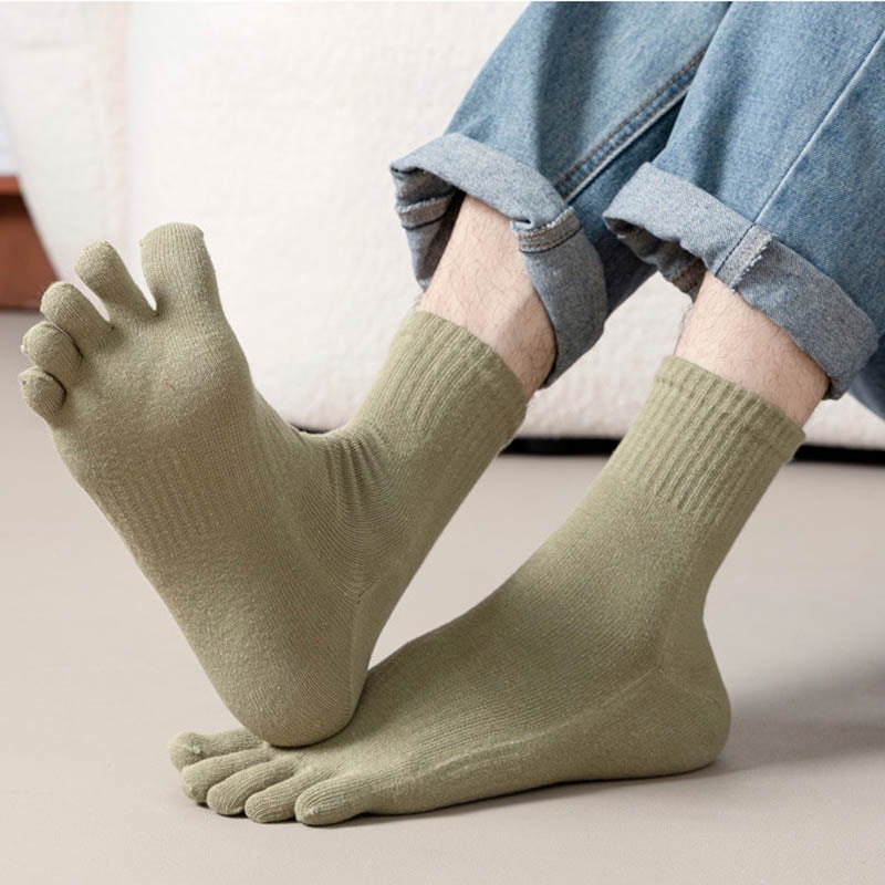 5 Pairs Socks Men Women Five Finger Sock Japanese Style Solid Black ...