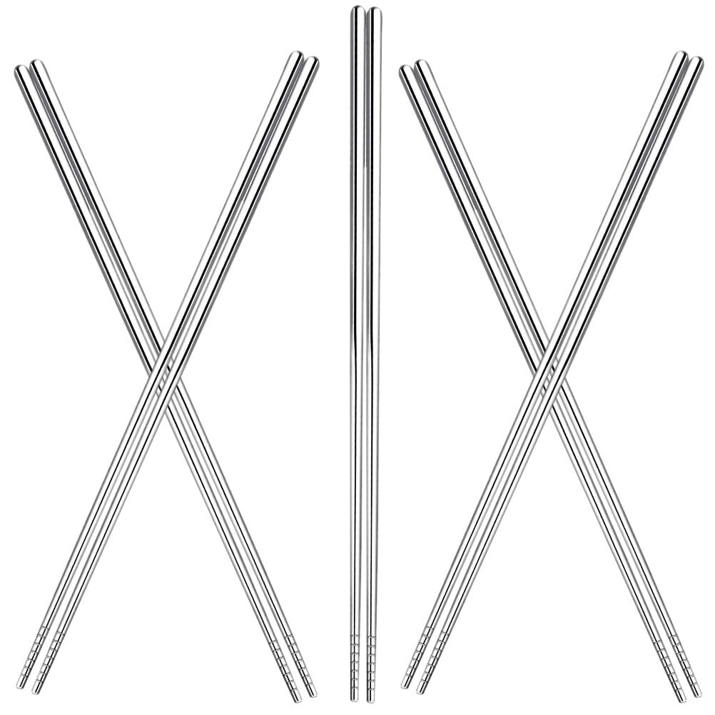 5 Pairs Stainless Steel Chopsticks Metal Reusable Frying Utensils ...