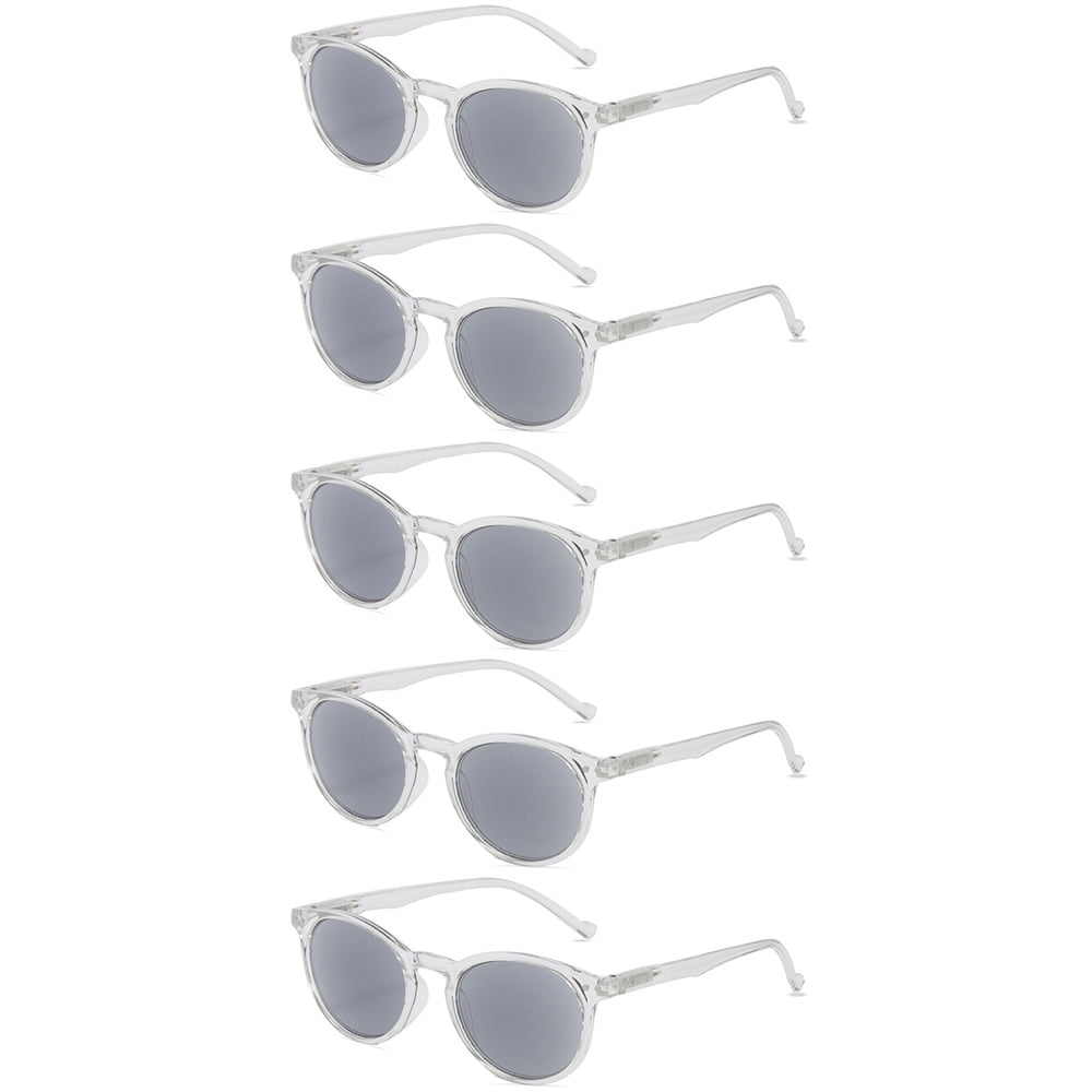 5 Pairs Tinted Reading Glasses Round UV Fashion Readers Spring Hinges ...