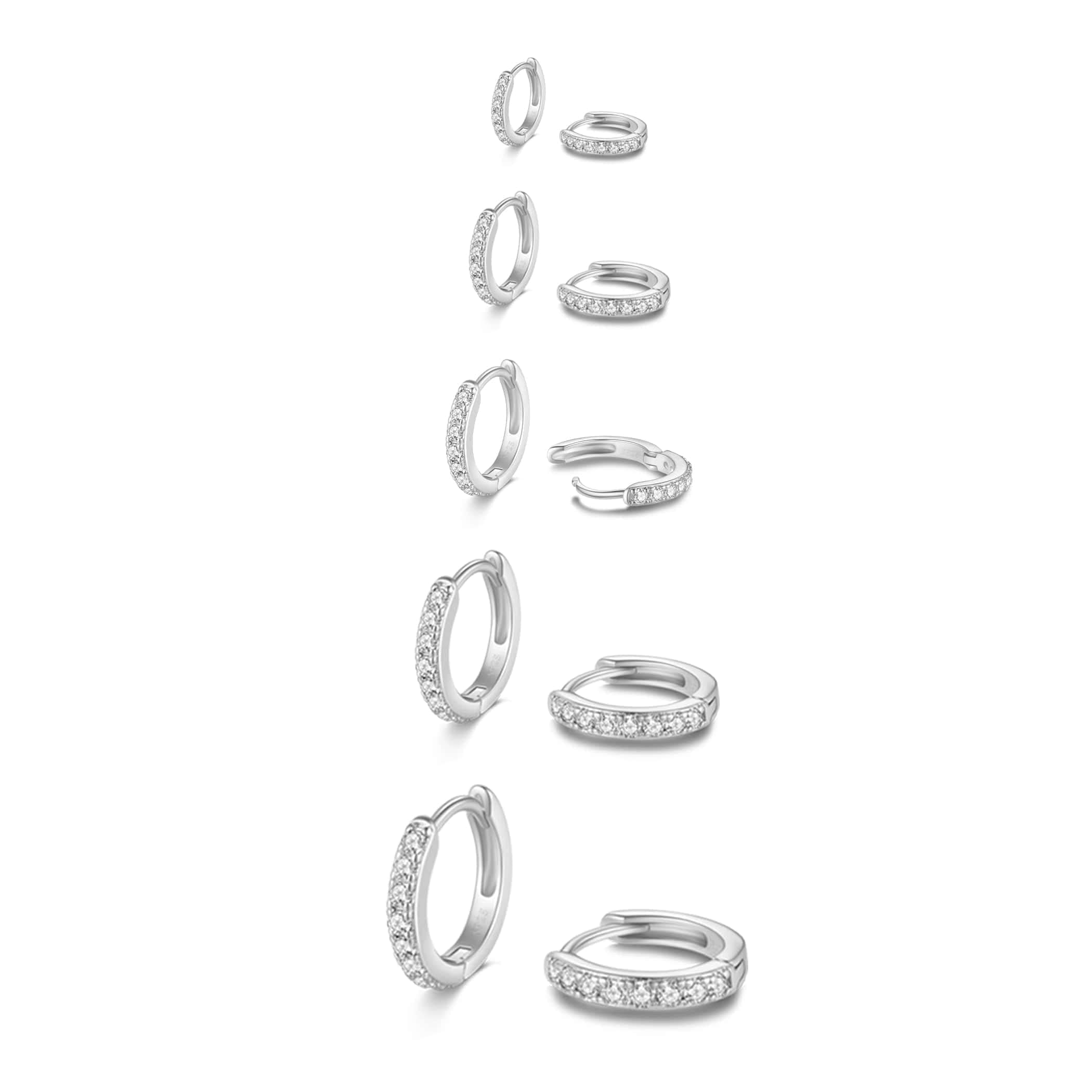 5 Pairs Tiny Huggie Hoop Earrings for Women, Lightweight Mini CZ, Cubic ...