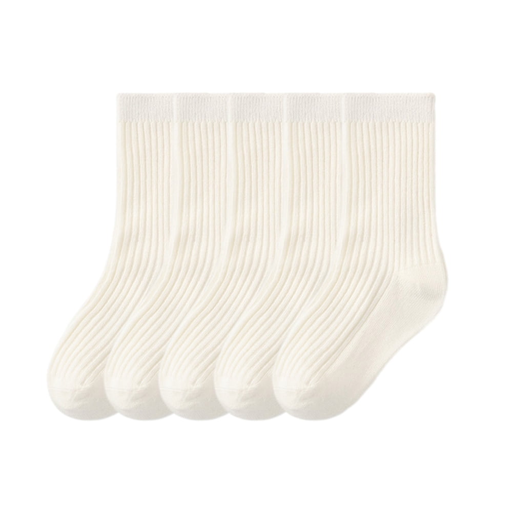 5 Pairs Toddler Little Girls Boys Socks Soft Cotton Crew Dress Socks ...