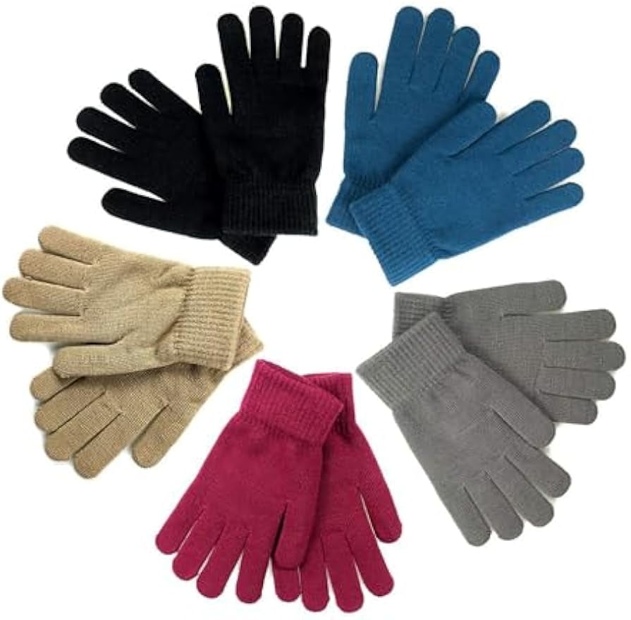 5 Pairs Winter Magic Gloves Stretchy Warm Knit Gloves Contains 5 Colors ...