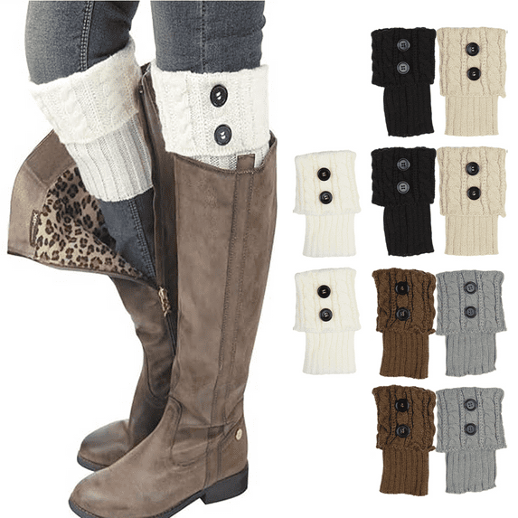 5 Pairs Winter Warm Boot Cuffs, Crochet Knitted Boot Cuffs Short Leg ...