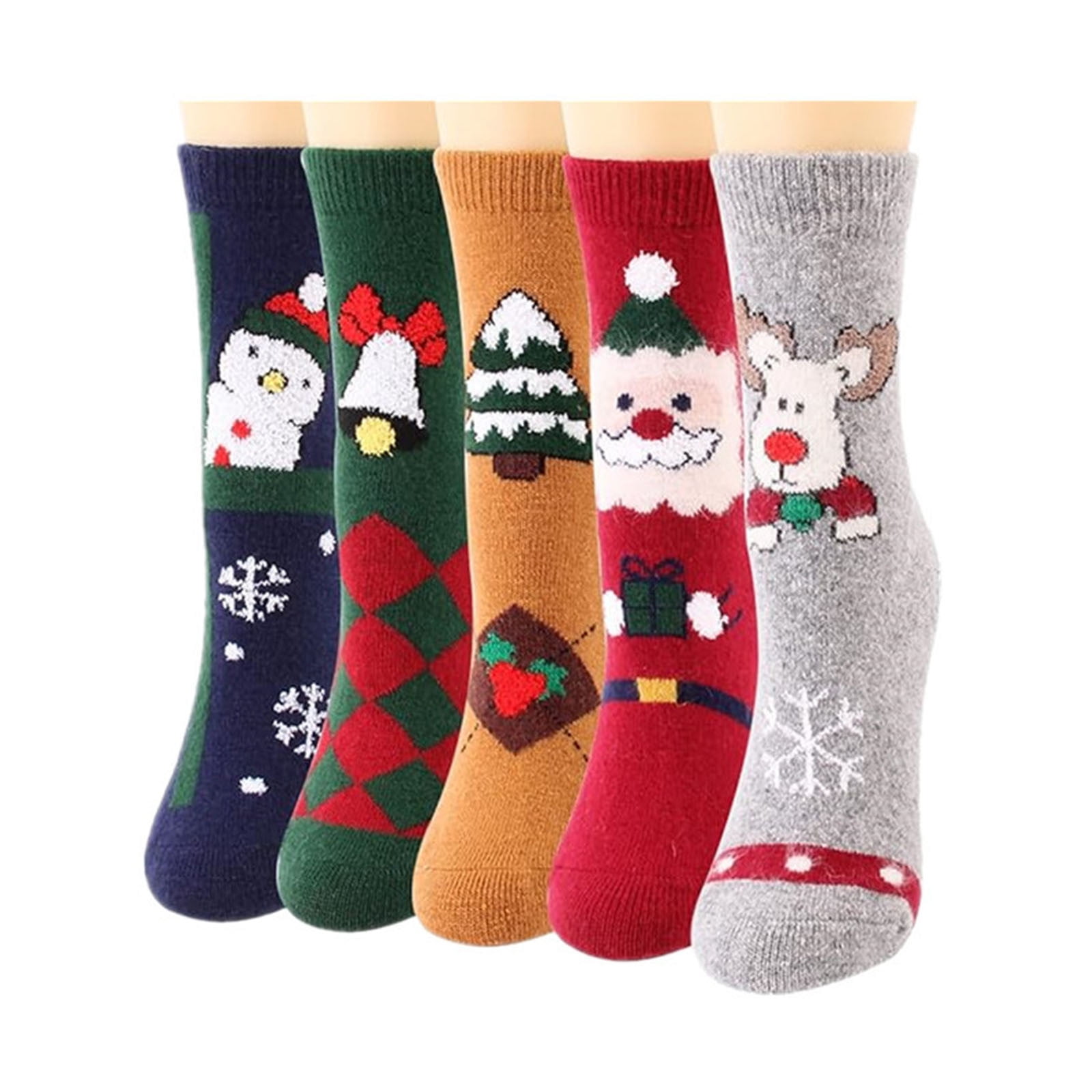 5 Pairs Winter Warm Fleece Socks for Women,Women Soft Christmas Fuzzy ...