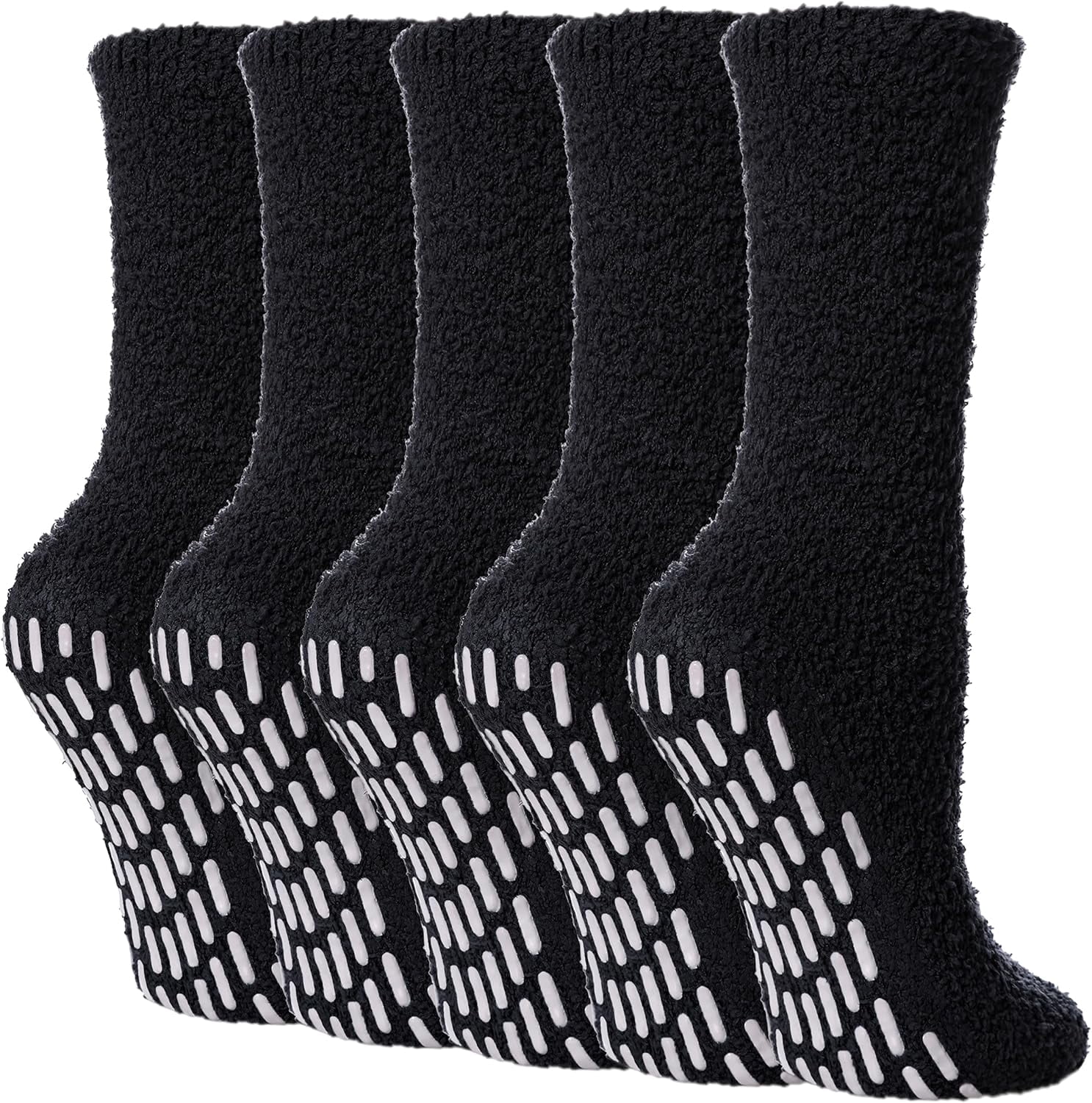 5 Pairs Women Fuzzy Cozy Anti Skid Slipper Socks Winter Warm Soft ...